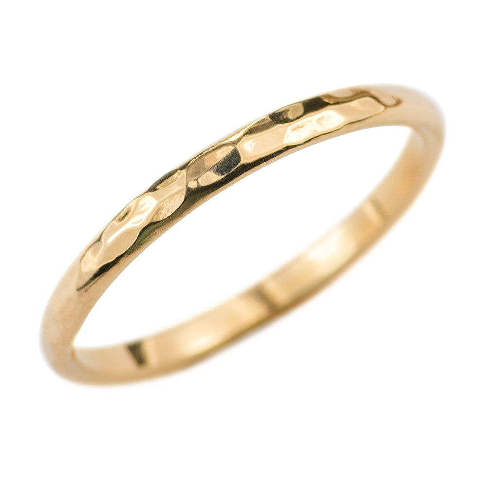 2mm Wide x 1.7mm Thick, 14k Yellow Gold Half Round Wedding Band, Hamme ...