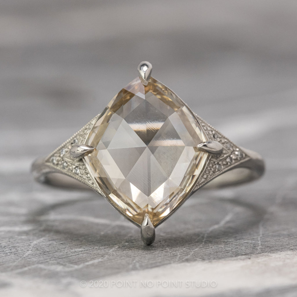 Clear Champagne Lozenge Diamond Engagement Ring, Point No Point Studio