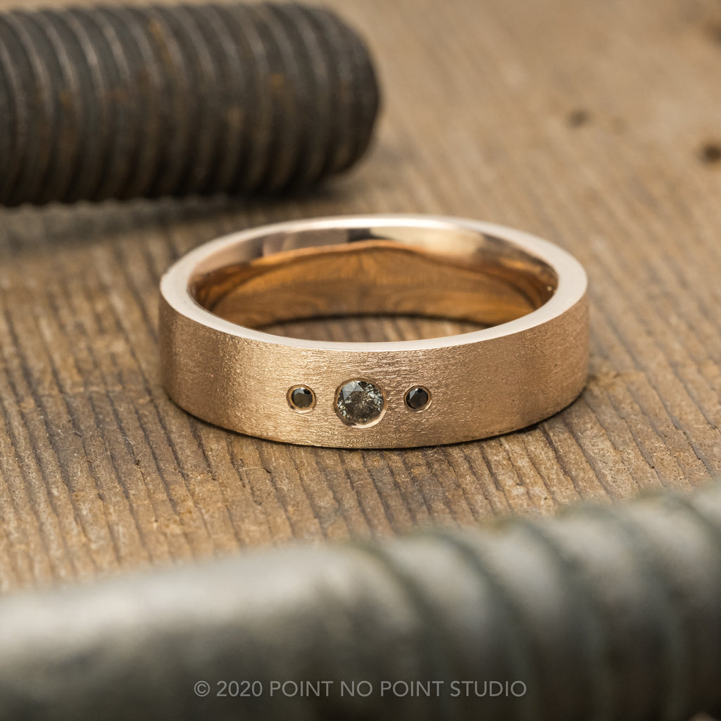 Salt and Pepper Diamond Mens Ring, Comfort Fit, 14K Rose Gold – Point ...