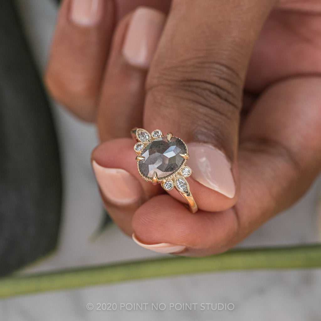 Custom Vintage Milgrain Charlotte engagement ring – Point No Point Studio