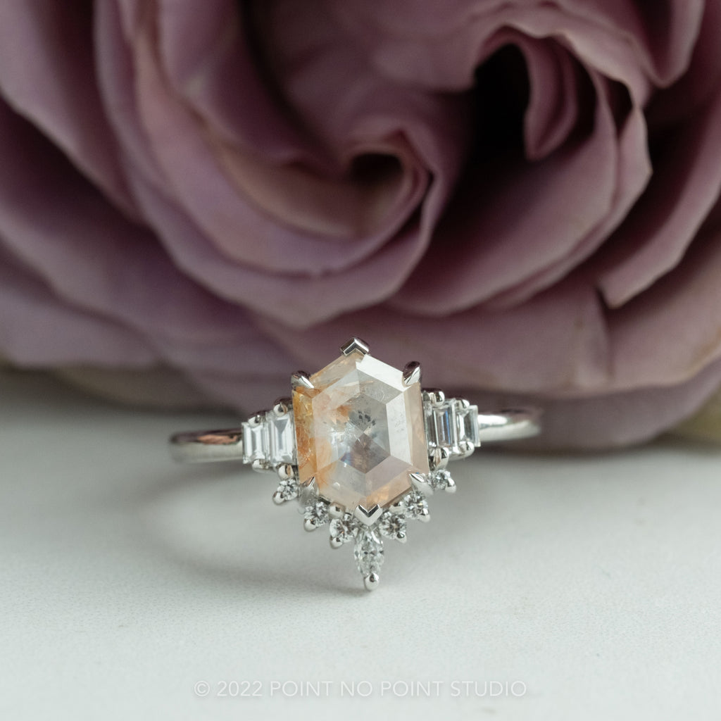 Custom Half Halo Platinum Engagement Ring – Point No Point Studio