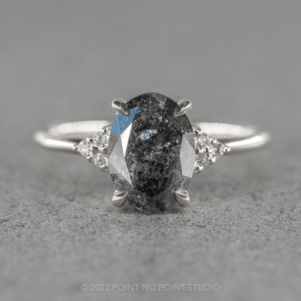 Salt and Pepper Diamond Engagement Ring, Point No Point Studio