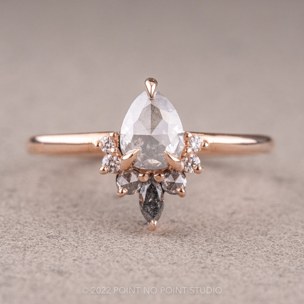 Salt and Pepper Diamond Engagement Ring, Point No Point Studio