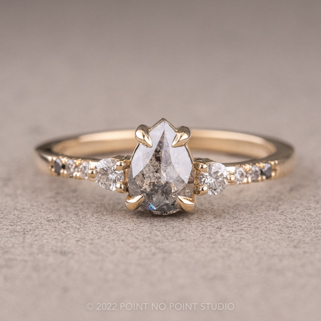 Salt and Pepper Diamond Engagement Ring, Point No Point Studio