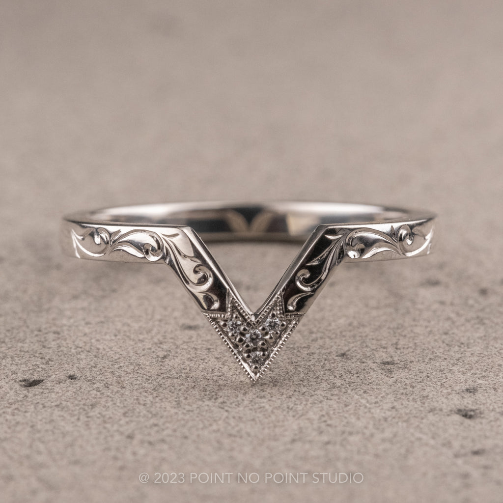 Vera Wedding Ring, 4 Diamond, Point No Point Studio
