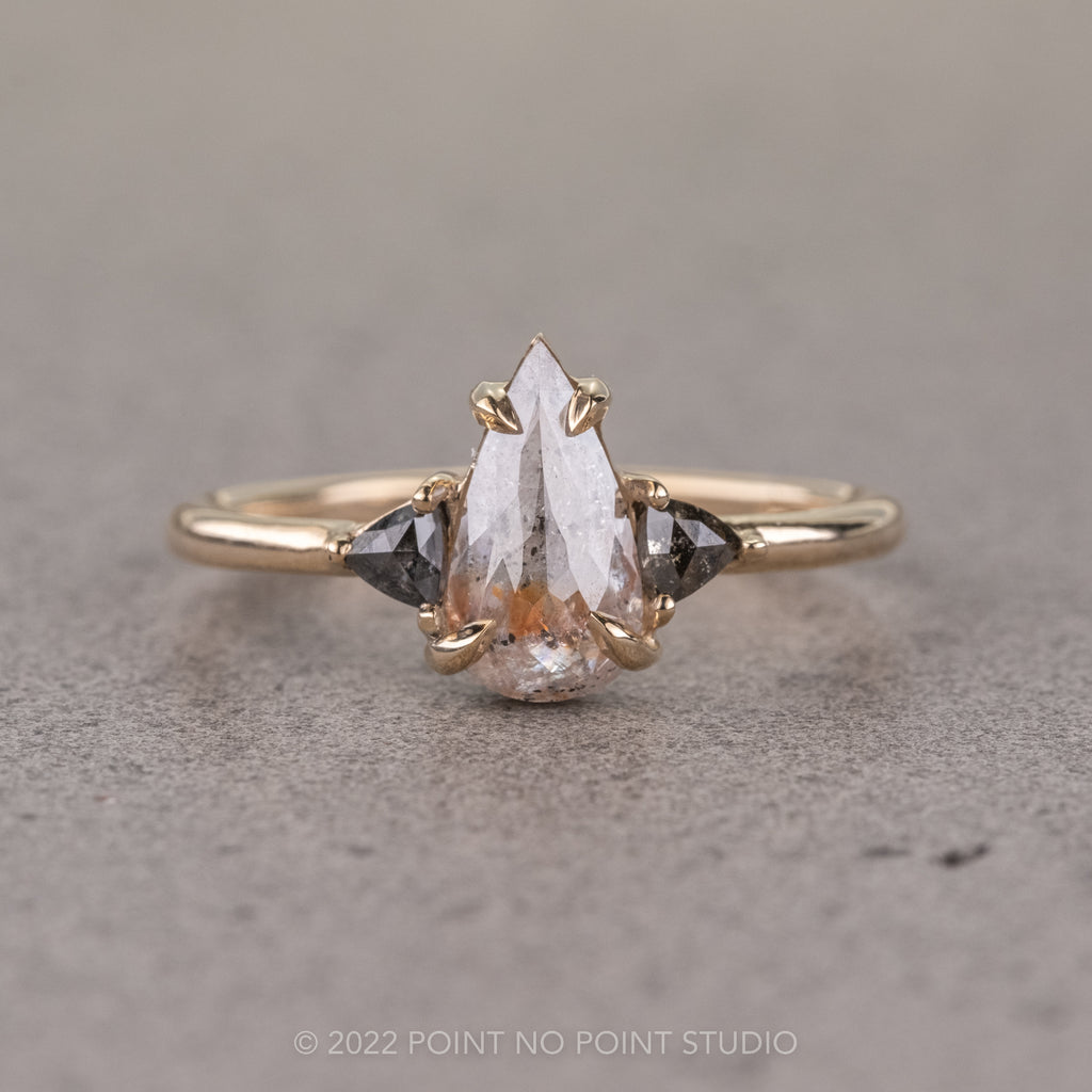 Salt and Pepper Diamond Engagement Ring, Point No Point Studio