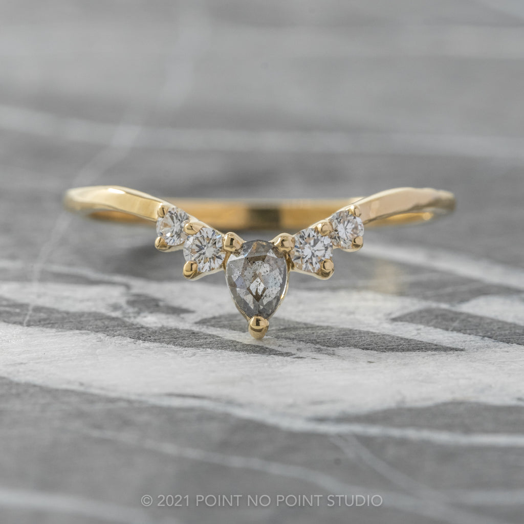 Cassie Wedding Ring, Salt and Pepper Pear, 5 Diamond, Loaf Band – Point ...