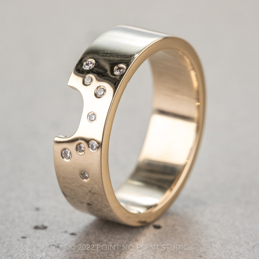 Diamond Ellipse Setting Wedding Ring, 6mm, 14k Yellow Gold, Polished F ...