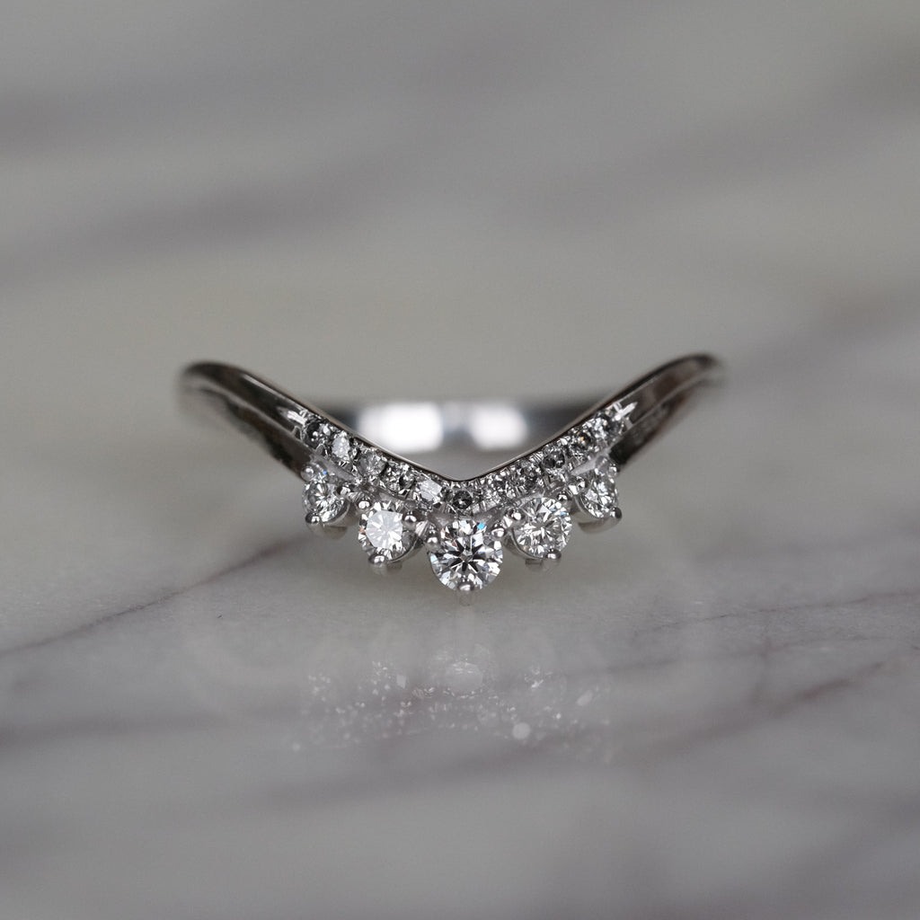 White and Grey Diamond Wedding Ring, Margot Setting, 14K White Gold ...